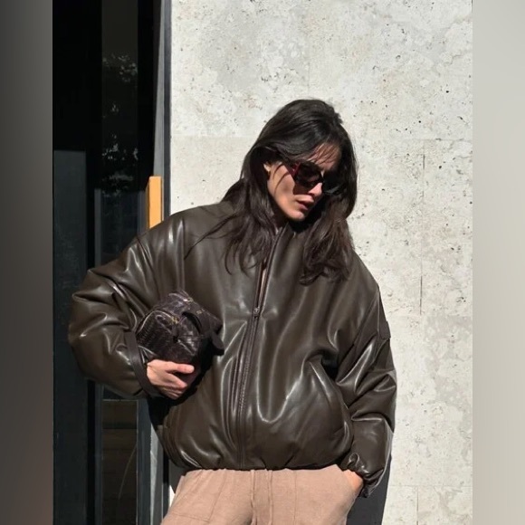 ALO Yoga | Jackets & Coats | Alo Yoga Faux Leather Premier Bomber Brown ...